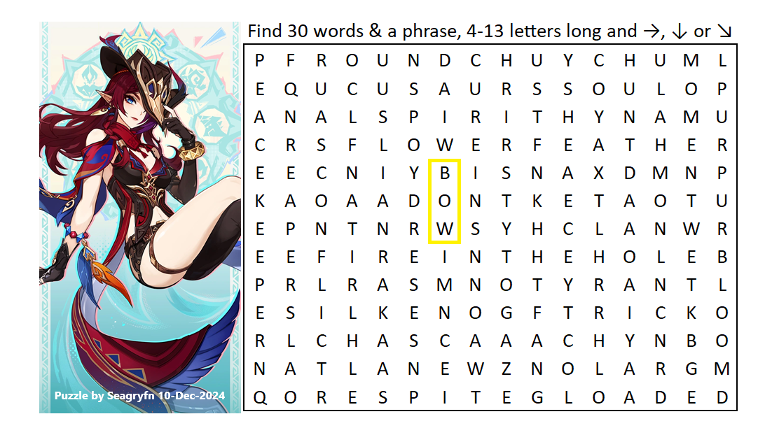 Word Games # 204 ~ Dec 10 ~ Happy Birthday, CHASCA !! Genshin Impact ...
