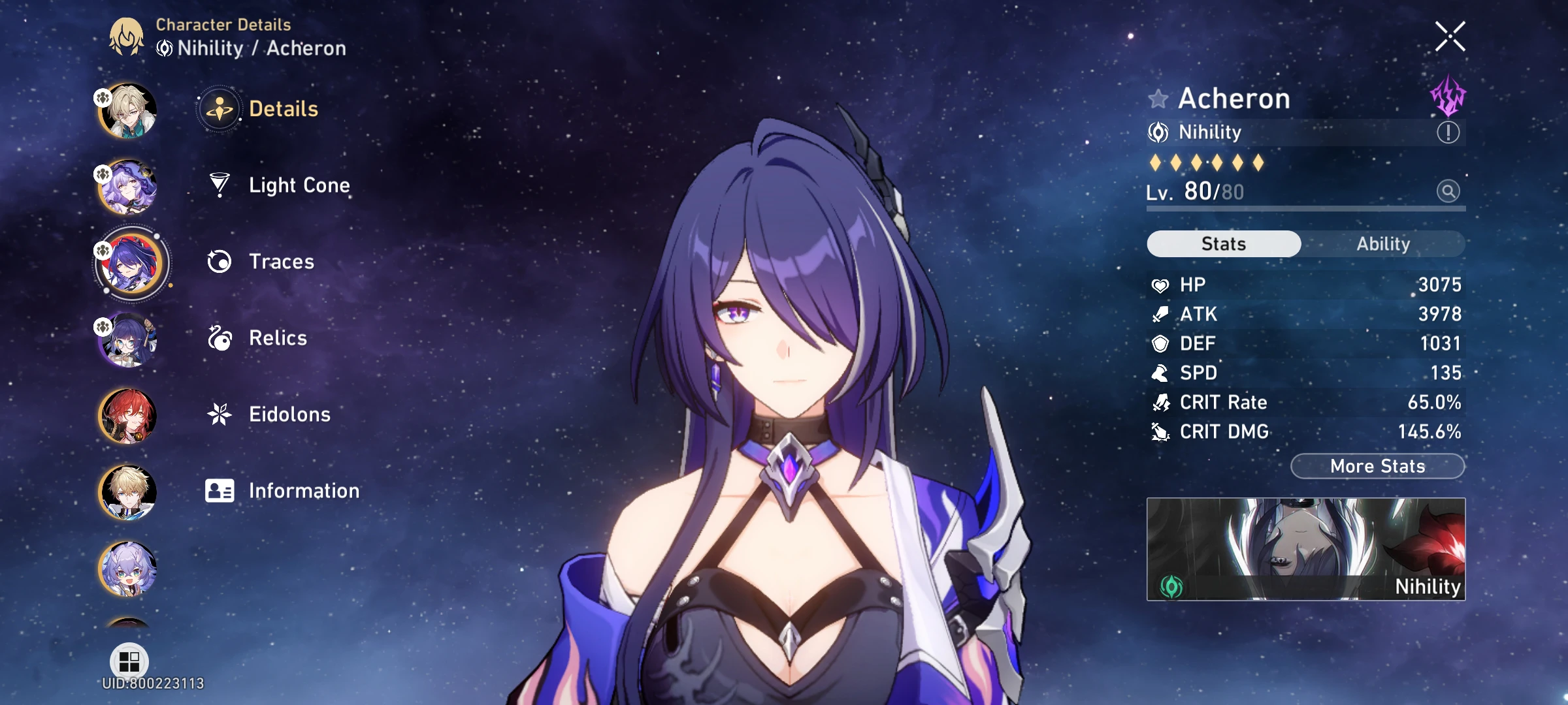 My Acheron (Raiden Bosenmori Mei, Emanator of Nihility)⚡ Genshin Impact ...