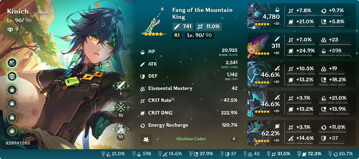 My kinich build and his highest damage so far~ Genshin Impact | HoYoLAB