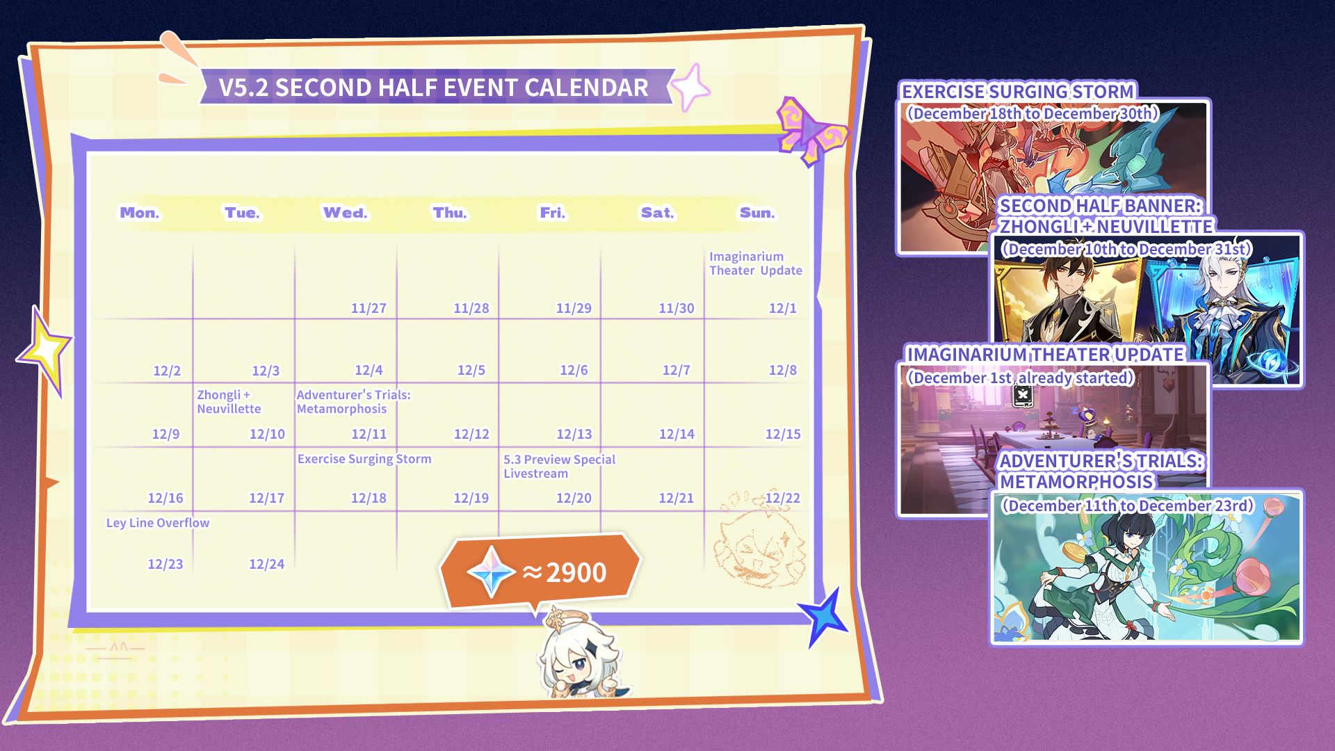 【V5.2】Second Half Event Calendar Genshin Impact | HoYoLAB