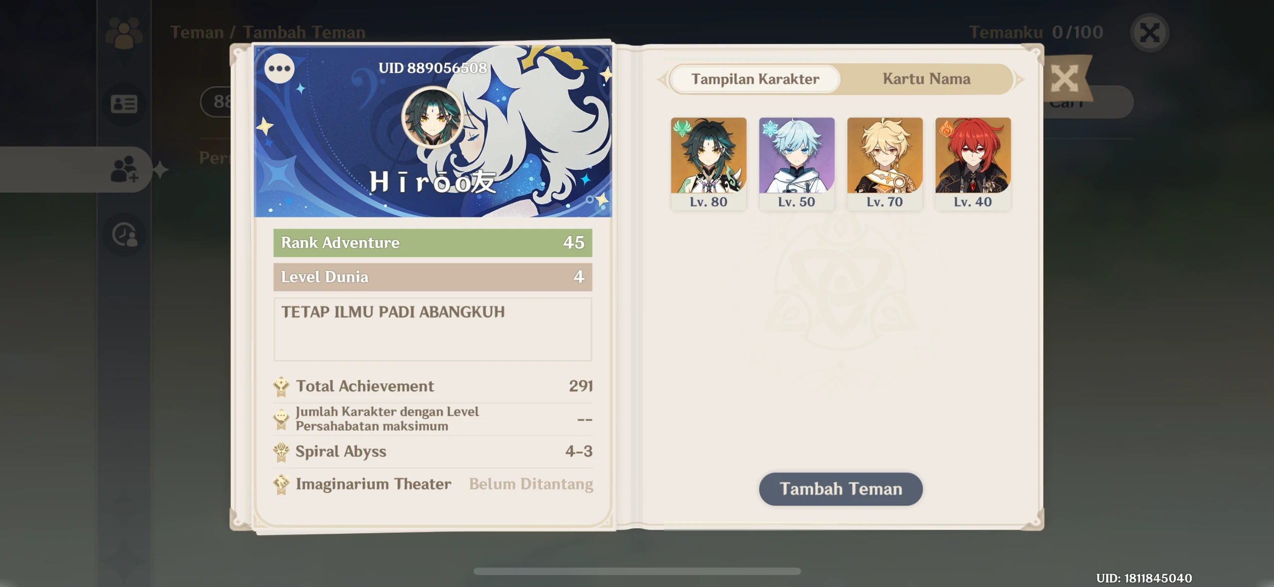 akun hilang bantu cariin uid: 889056508 ini gimana cara tau akun ku ...