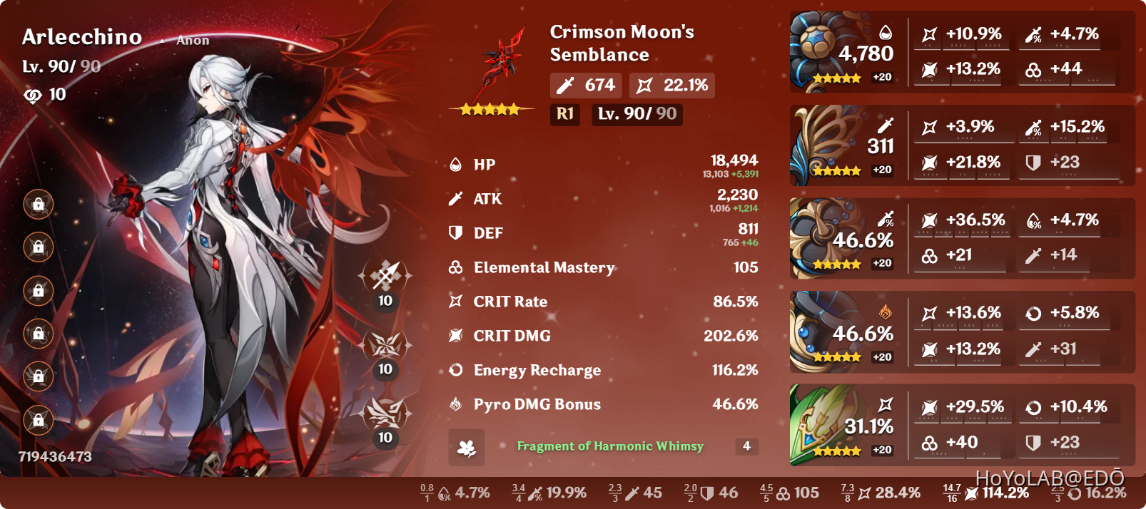 TOP 1% Arlecchino- Akasha.cv is the site Genshin Impact | HoYoLAB