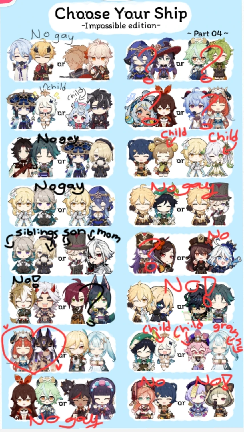 Choose ur ship (I am fully straight so yeah, don't judge) Genshin Impact | HoYoLAB