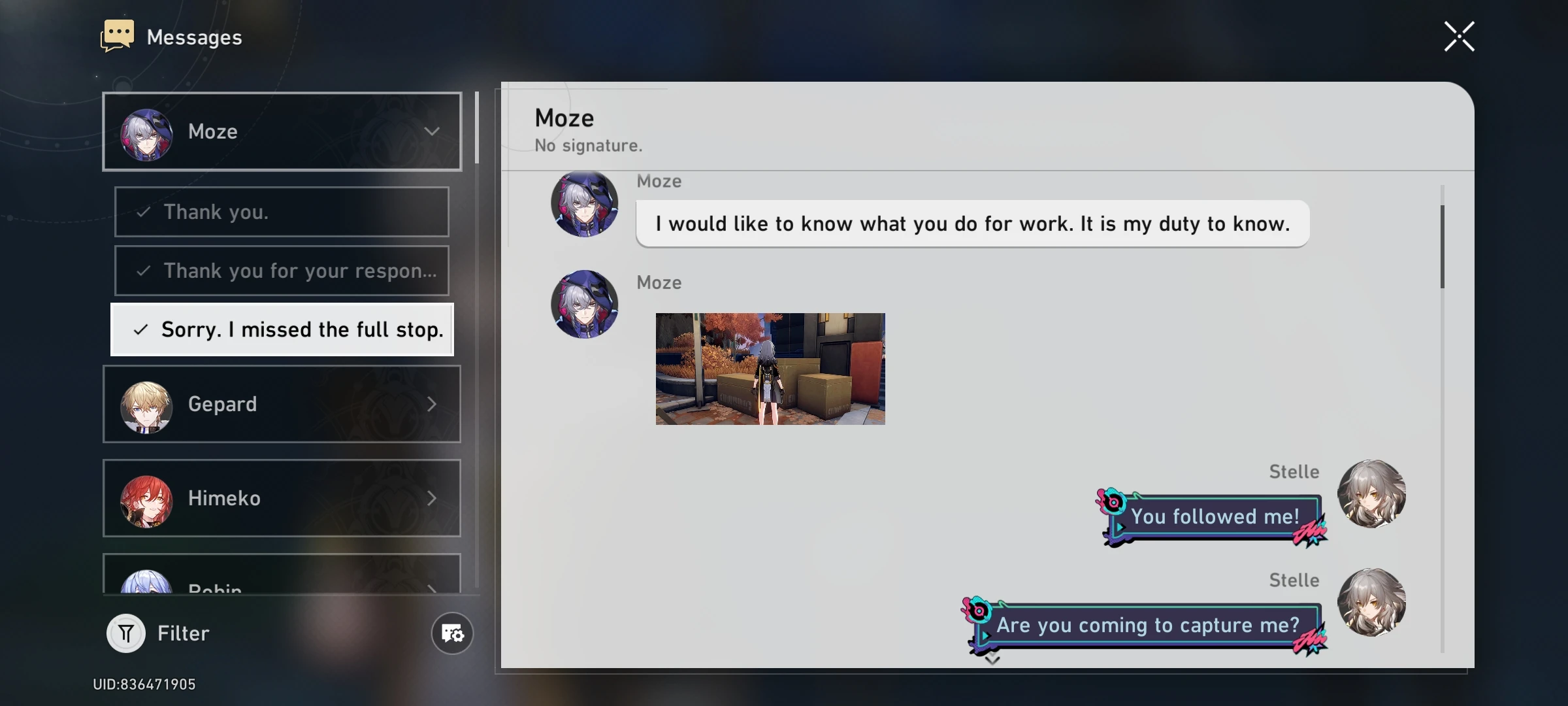 Moze's Messages lmaoo Honkai: Star Rail | HoYoLAB