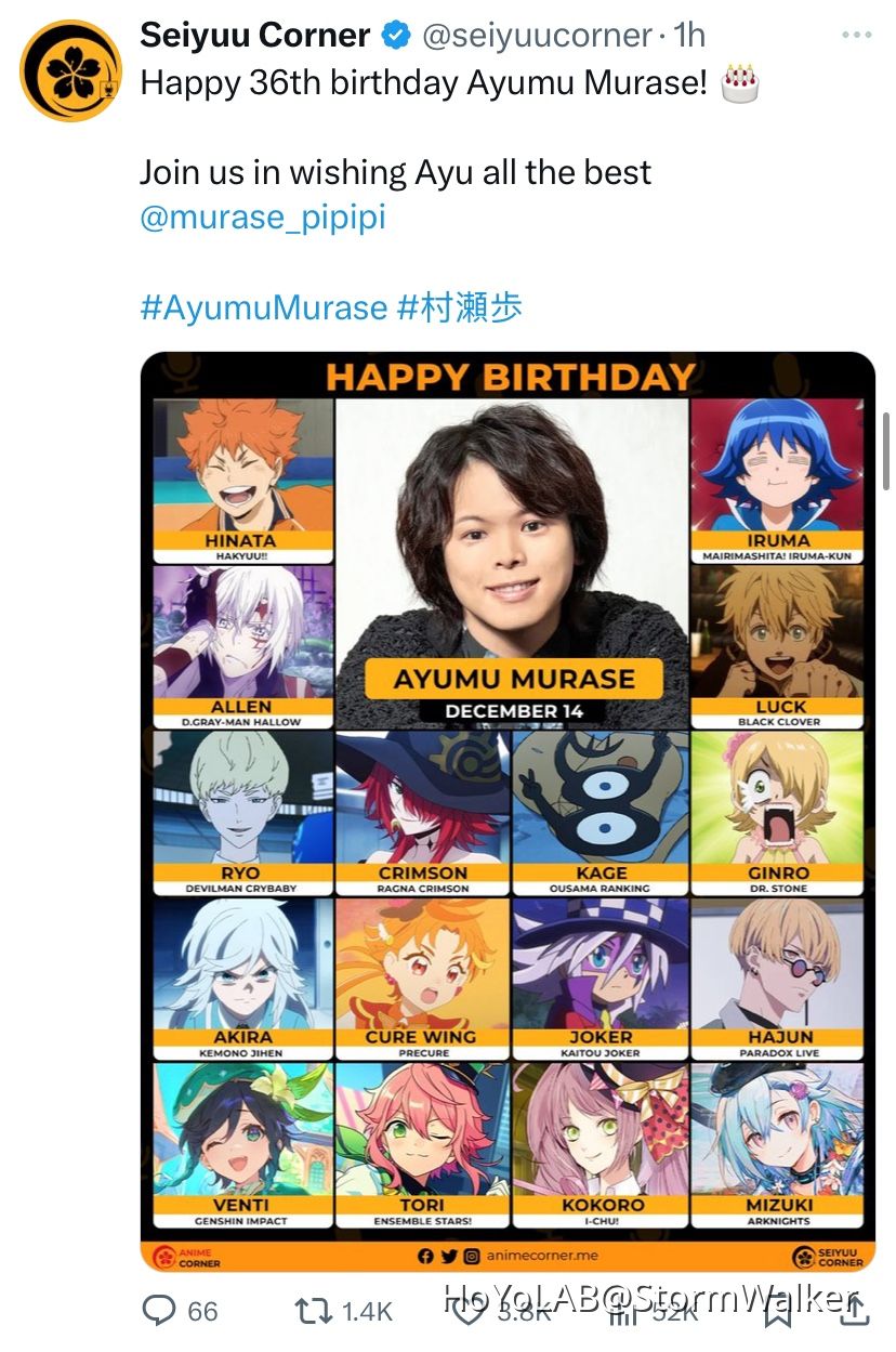 Ayumu Murase became 36 and still looks like a child Genshin Impact | HoYoLAB