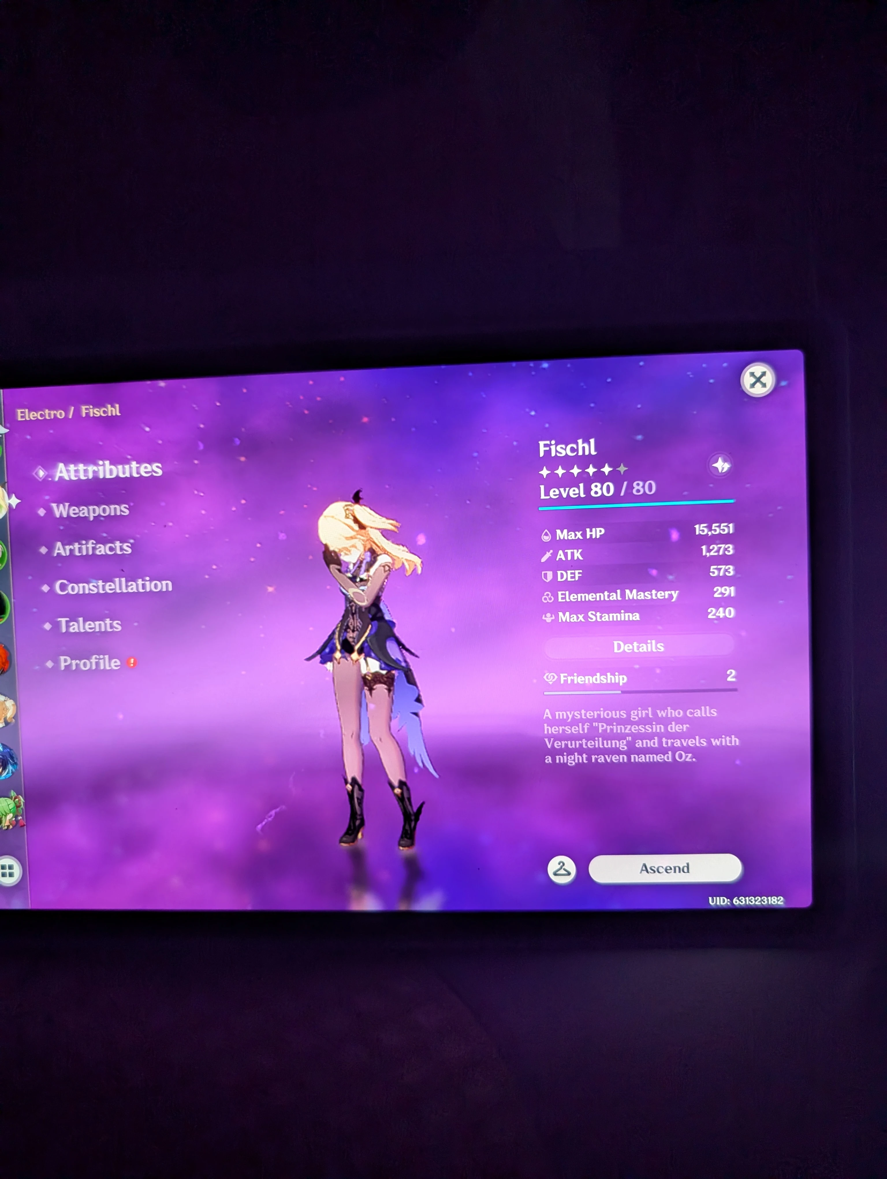 Fischl before a week of exclusively building her Genshin Impact | HoYoLAB