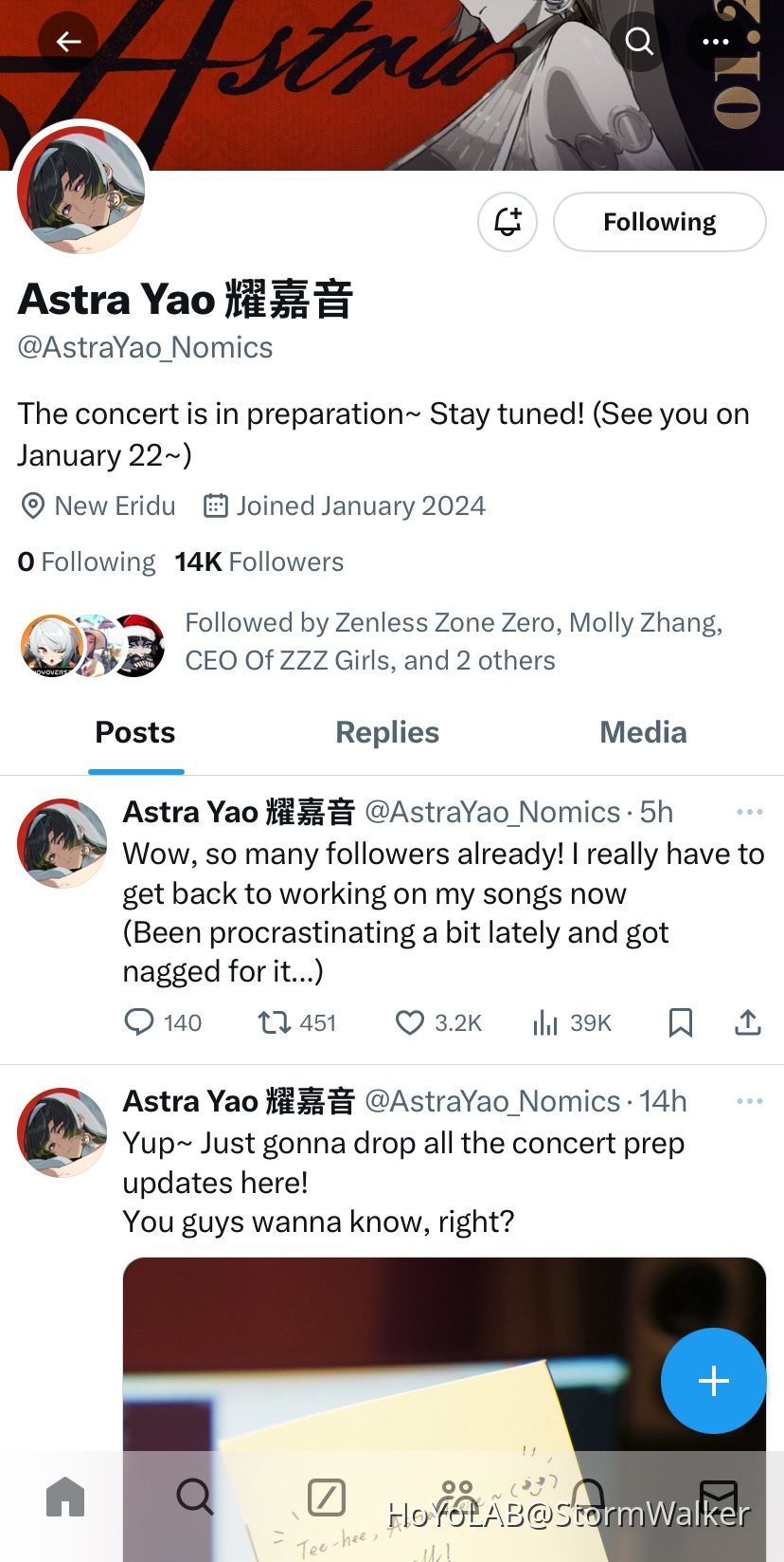 Astra yao has her own twitter account (also a concert on jan 22) Zenless Zone Zero | HoYoLAB