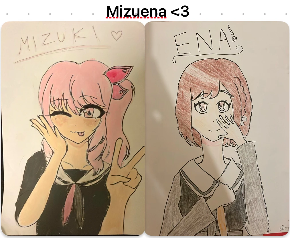 Mizuena art me and my friend did in the middle of class :3 | HoYoLAB