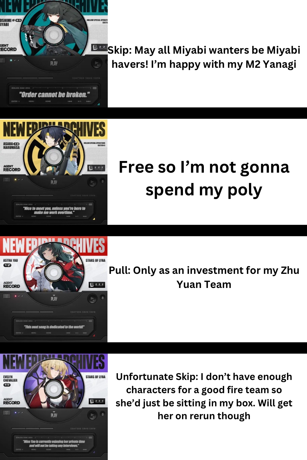 Pulling plans 1.4 Onwards (I want M6 Yanagi so badly) Zenless Zone Zero ...