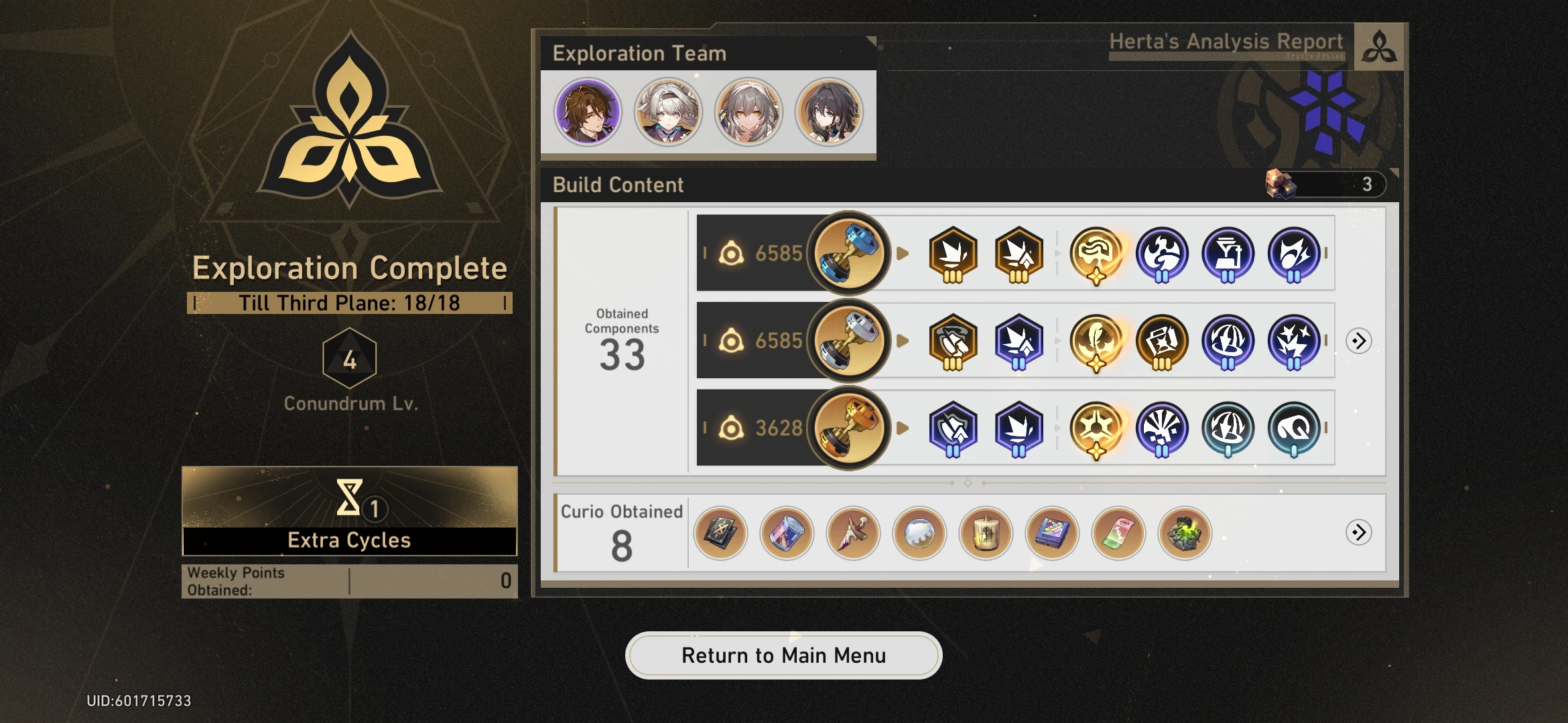 Unknowable Domain Conundrum 4 completion of the Simulated Universe Honkai: Star Rail | HoYoLAB