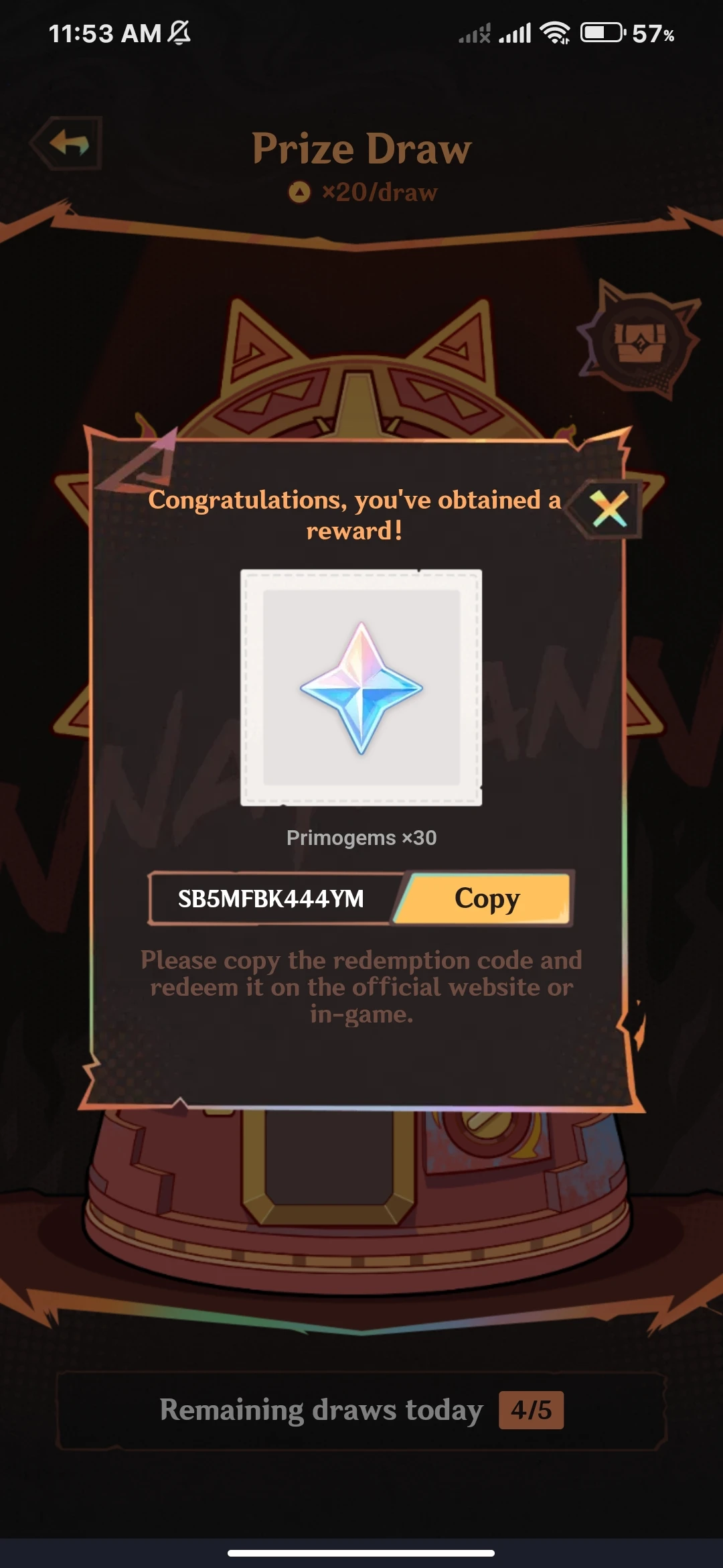 primogem code Genshin Impact | HoYoLAB