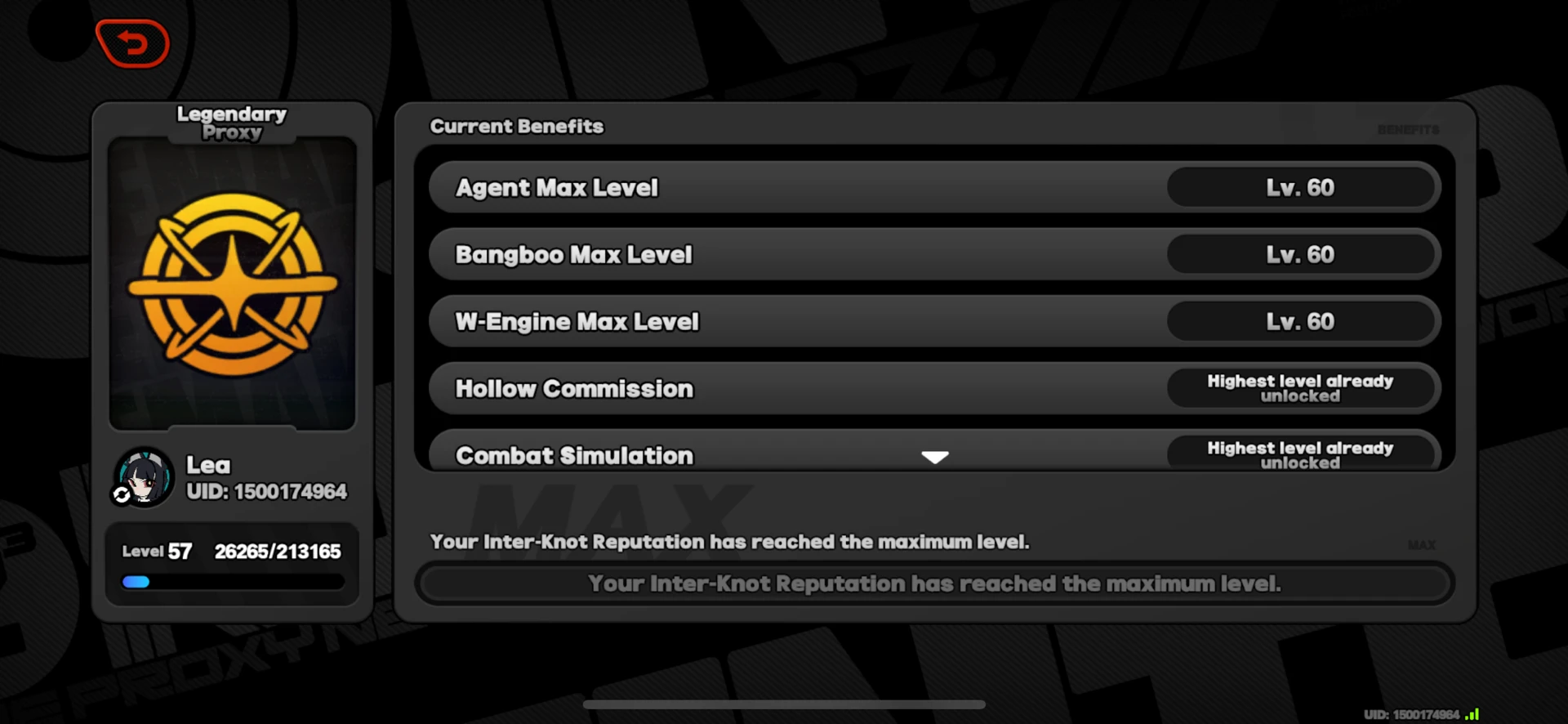 Proxy Level Zenless Zone Zero | HoYoLAB