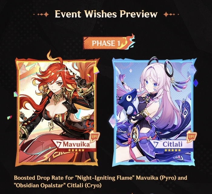 5.3 Banners confirm🔥 First banner : Mavuika, Citlali Second banner ...