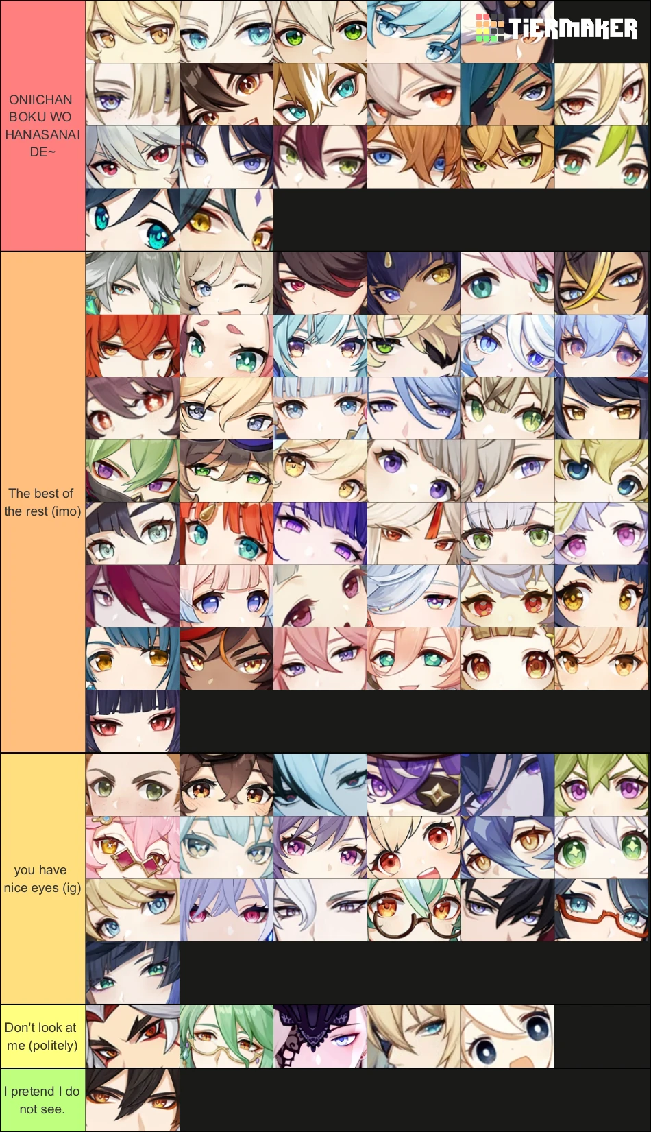 my rather-BL-esque Genshin character eye tier list 😏 Genshin Impact ...