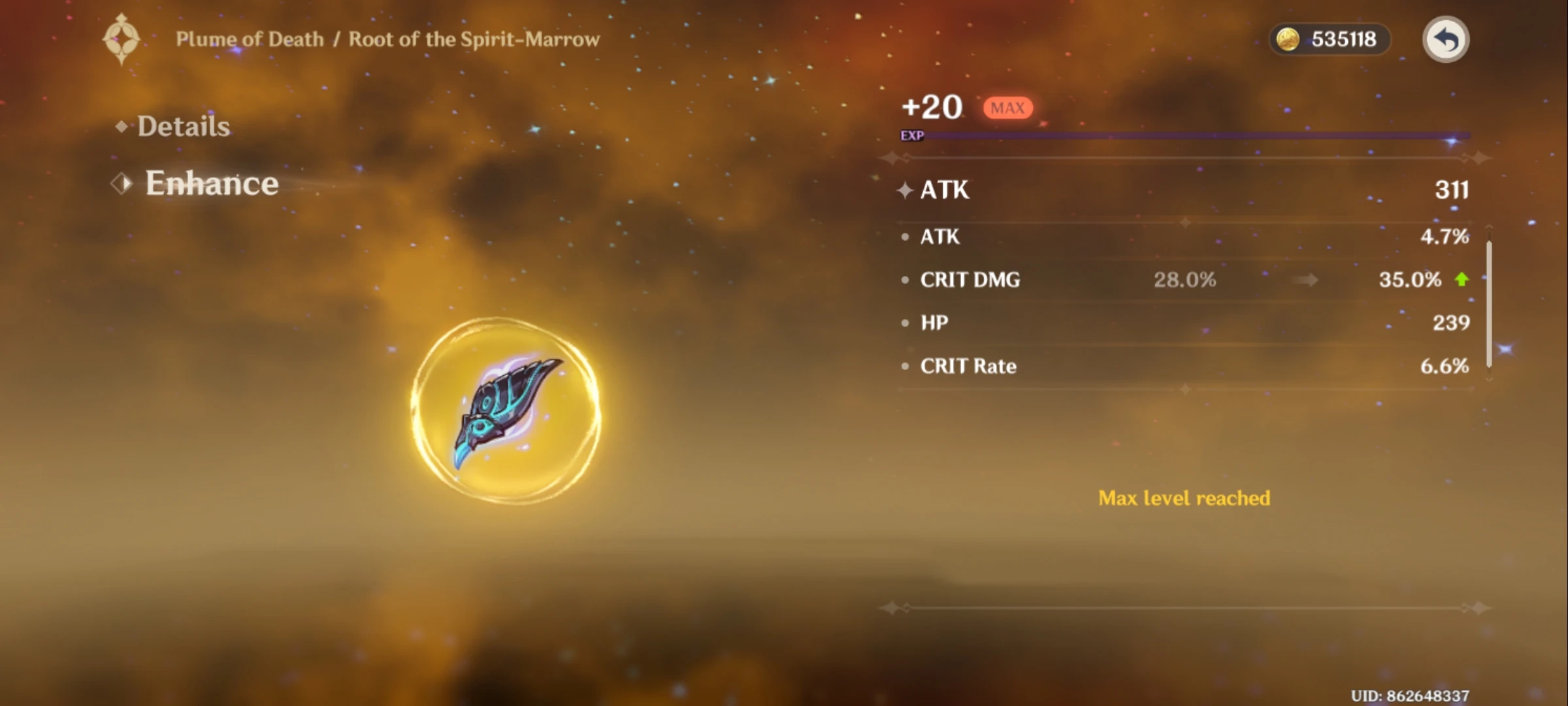 The best feather in my 2+ years of genshin. DPS pyro traveler progress ...