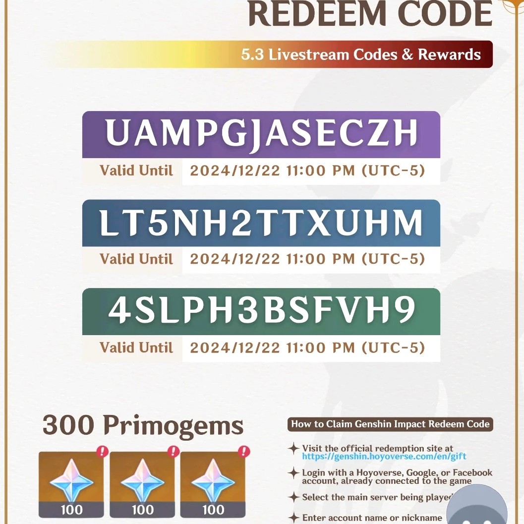 ️NEW CODES!! ️ ENDS DEC 22nd @ 11:00pm UTC- Expired ️ Genshin Impact ...