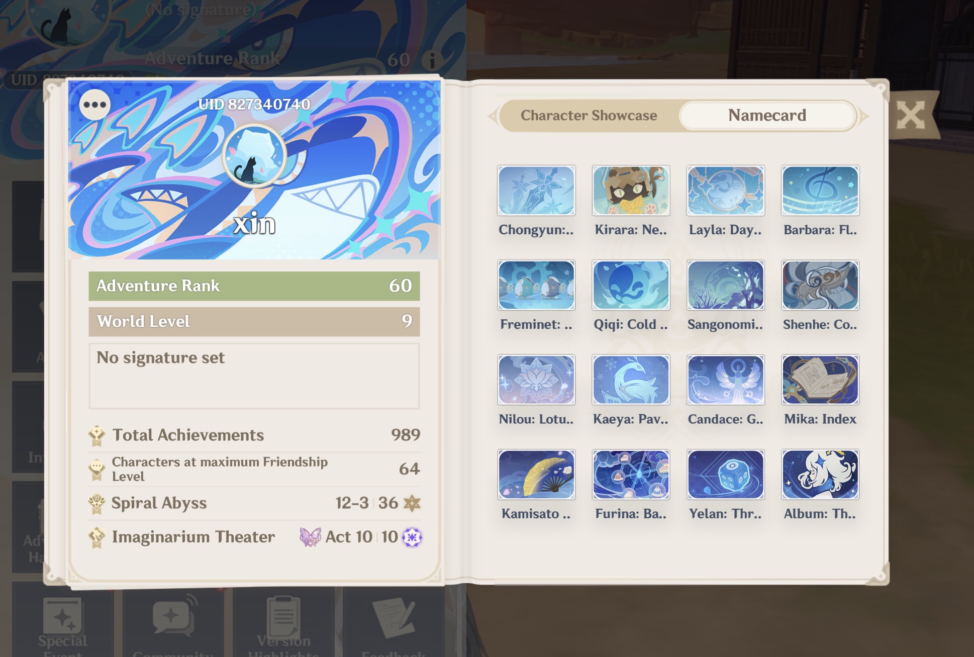Blue themed profile 💙 Genshin Impact | HoYoLAB