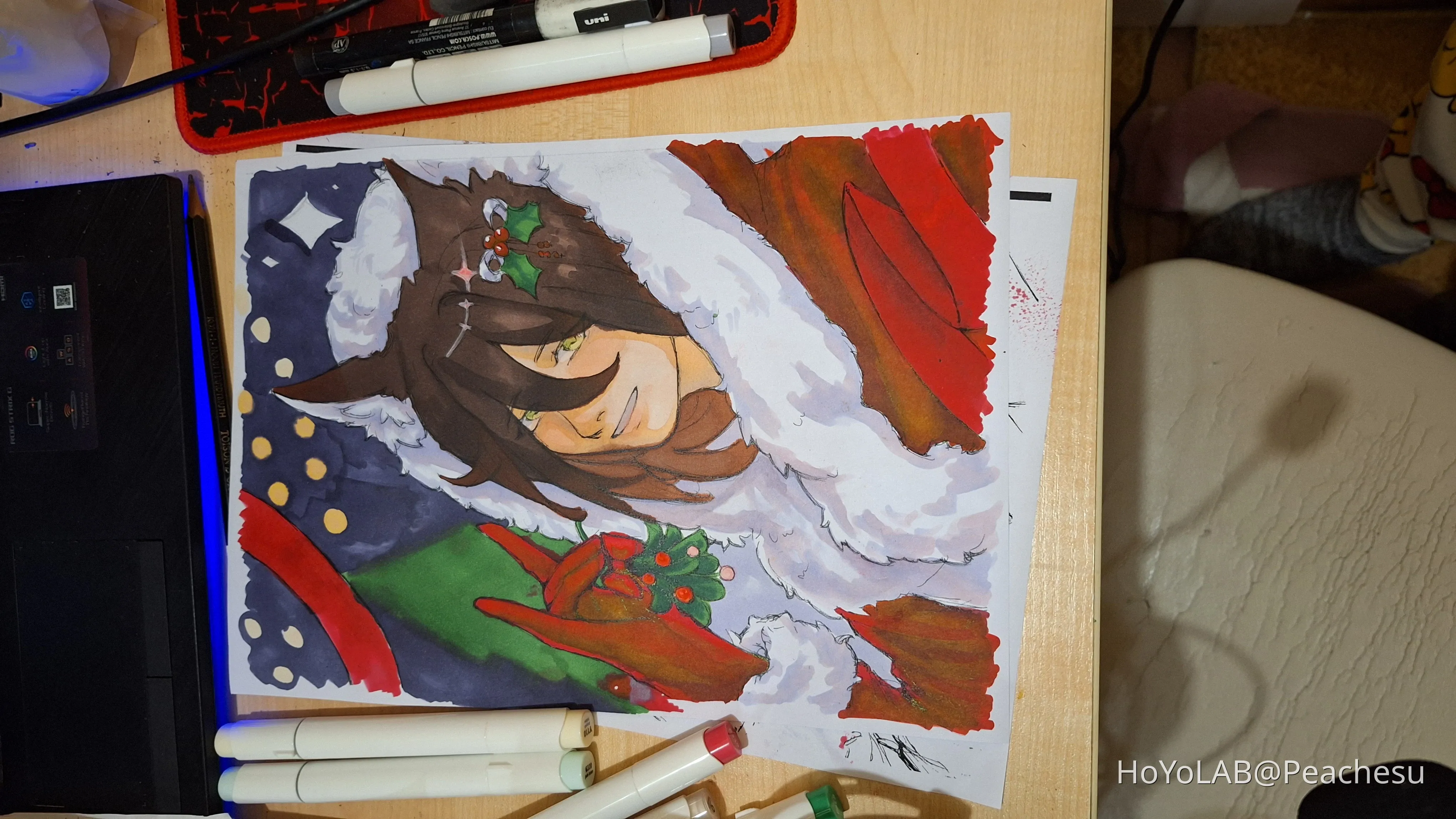finished rough sketch version om a copy of original drawing Honkai ...