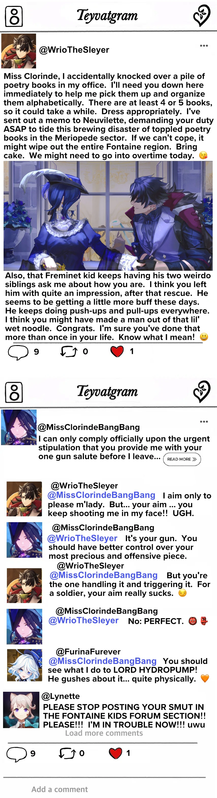 Wriothesley x Clorinde Teyvatgram Genshin Impact | HoYoLAB