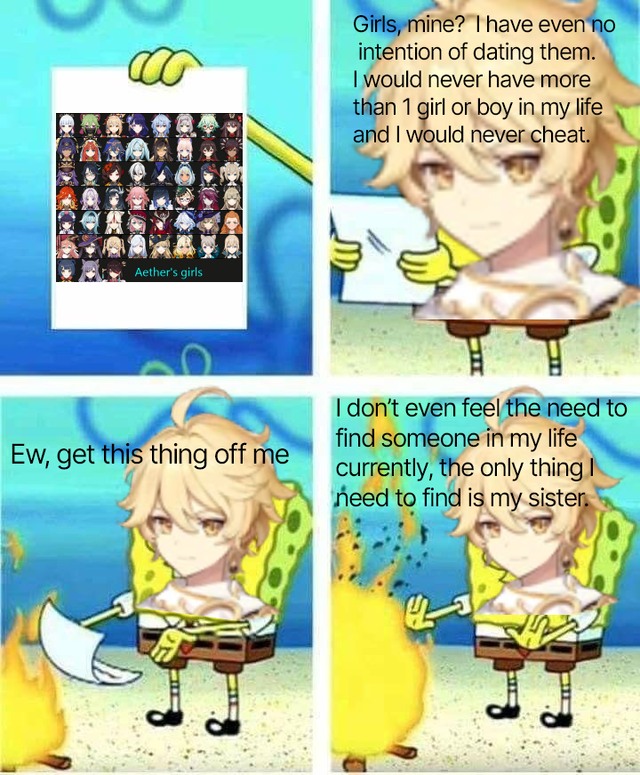 Aether harem meme (because I'm against harem) Genshin Impact | HoYoLAB