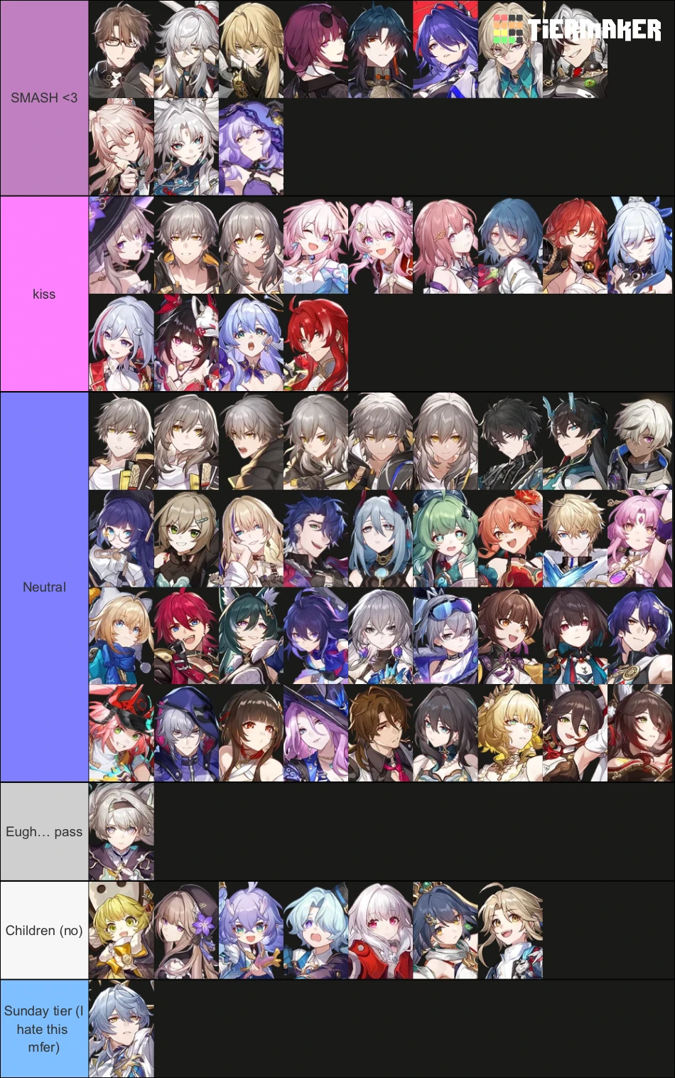 Honkai Star Rail character tier list but it’s “Smash or Pass” because I’ve seen a lot of people ...
