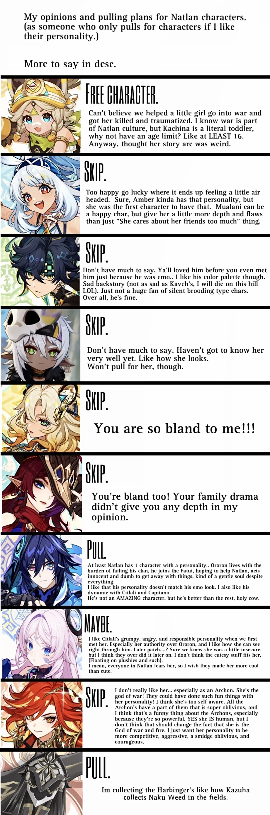 My pulling plans and opinions of Natlan characters (as someone who only ...