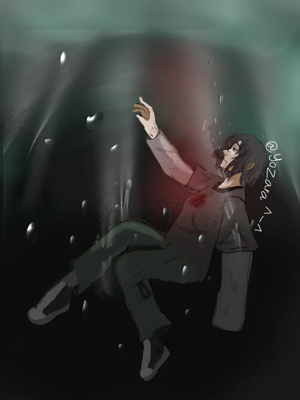 boy drowning drawing