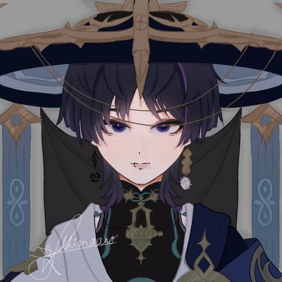 made a redesign of Scaramouche and a silly fanart of him Genshin Impact ...