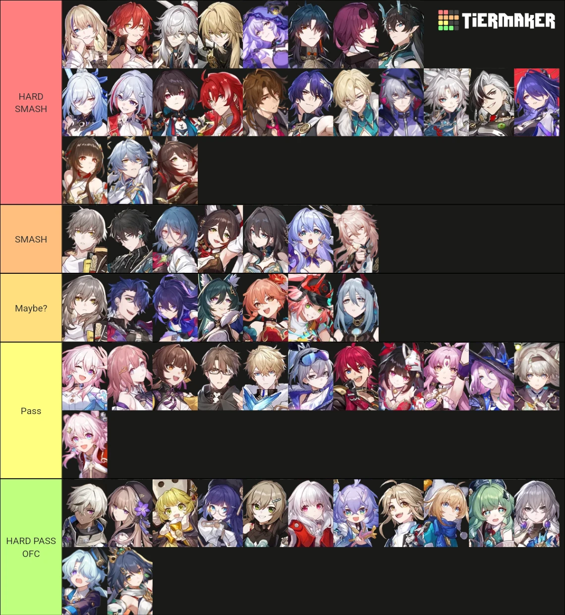 My tier list Smash or Pass every HSR character Honkai: Star Rail | HoYoLAB