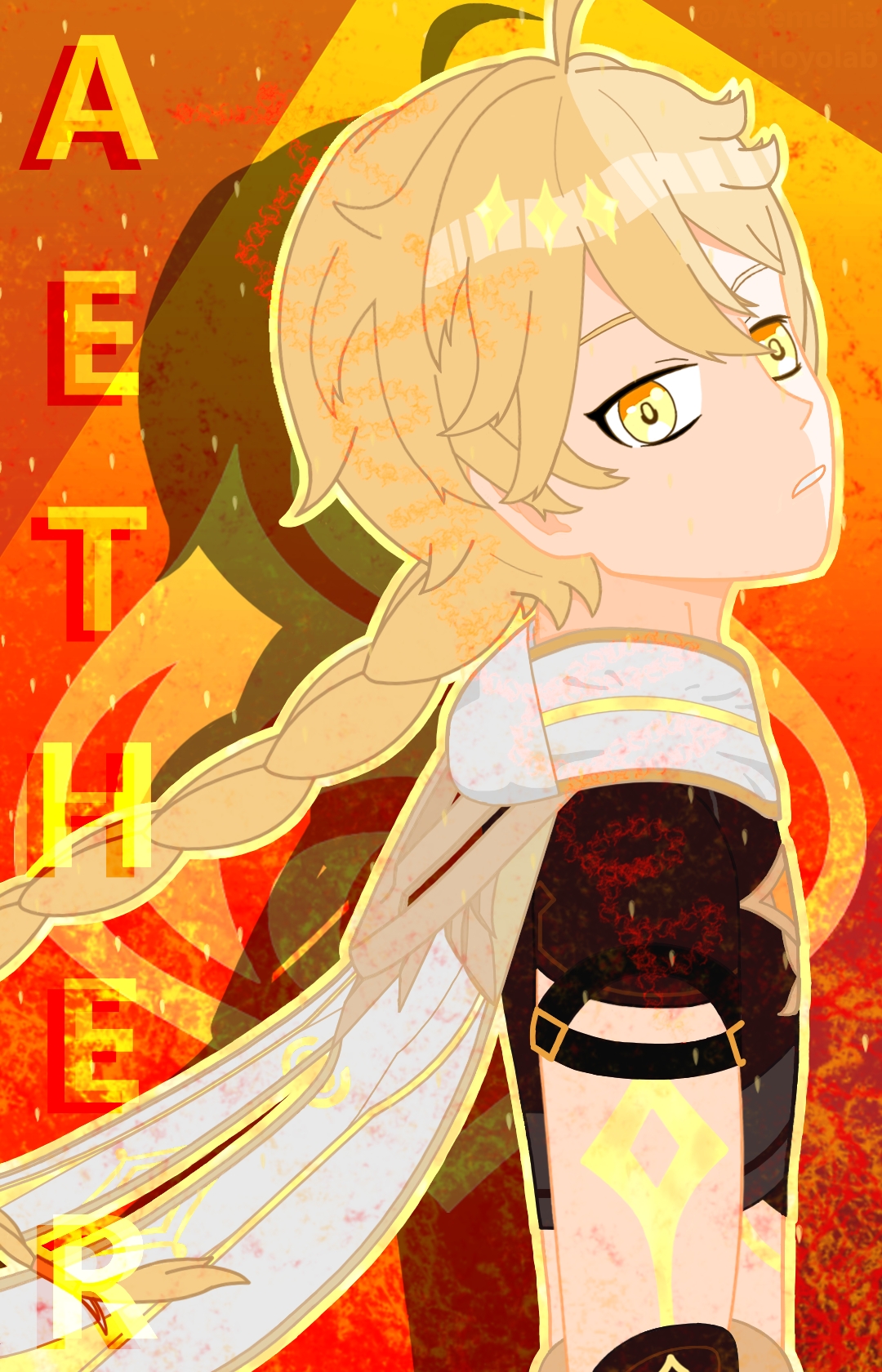 Pyro Aether with Nightsoul Blessing fan art Genshin Impact | HoYoLAB