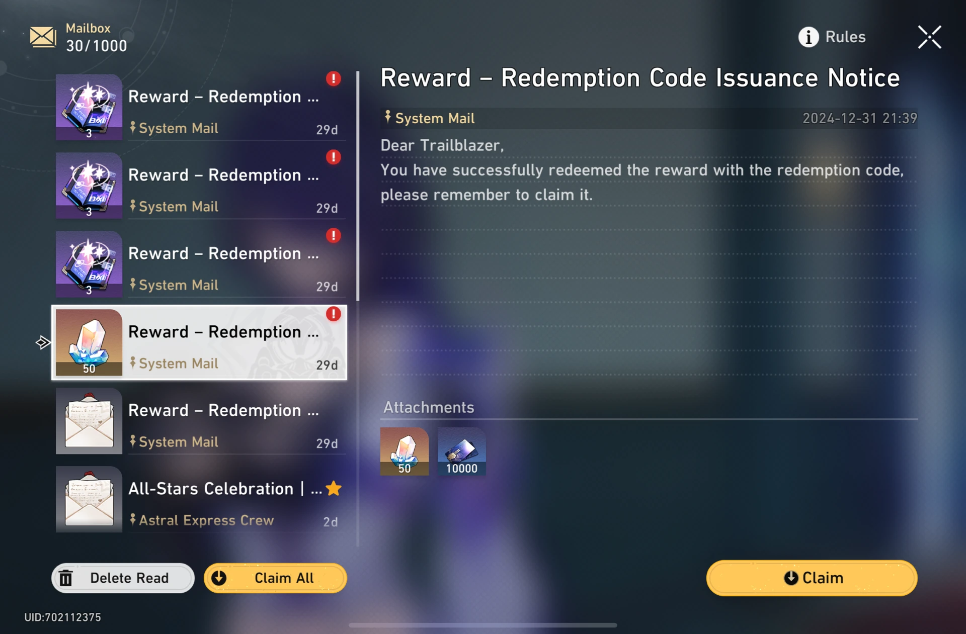 V2.7 (Part 2) — 8 Redemption Codes (updated on 8 January) Honkai: Star Rail | HoYoLAB