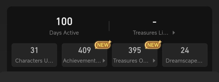 these are all my characters after 100 days of logging in to hsr ...