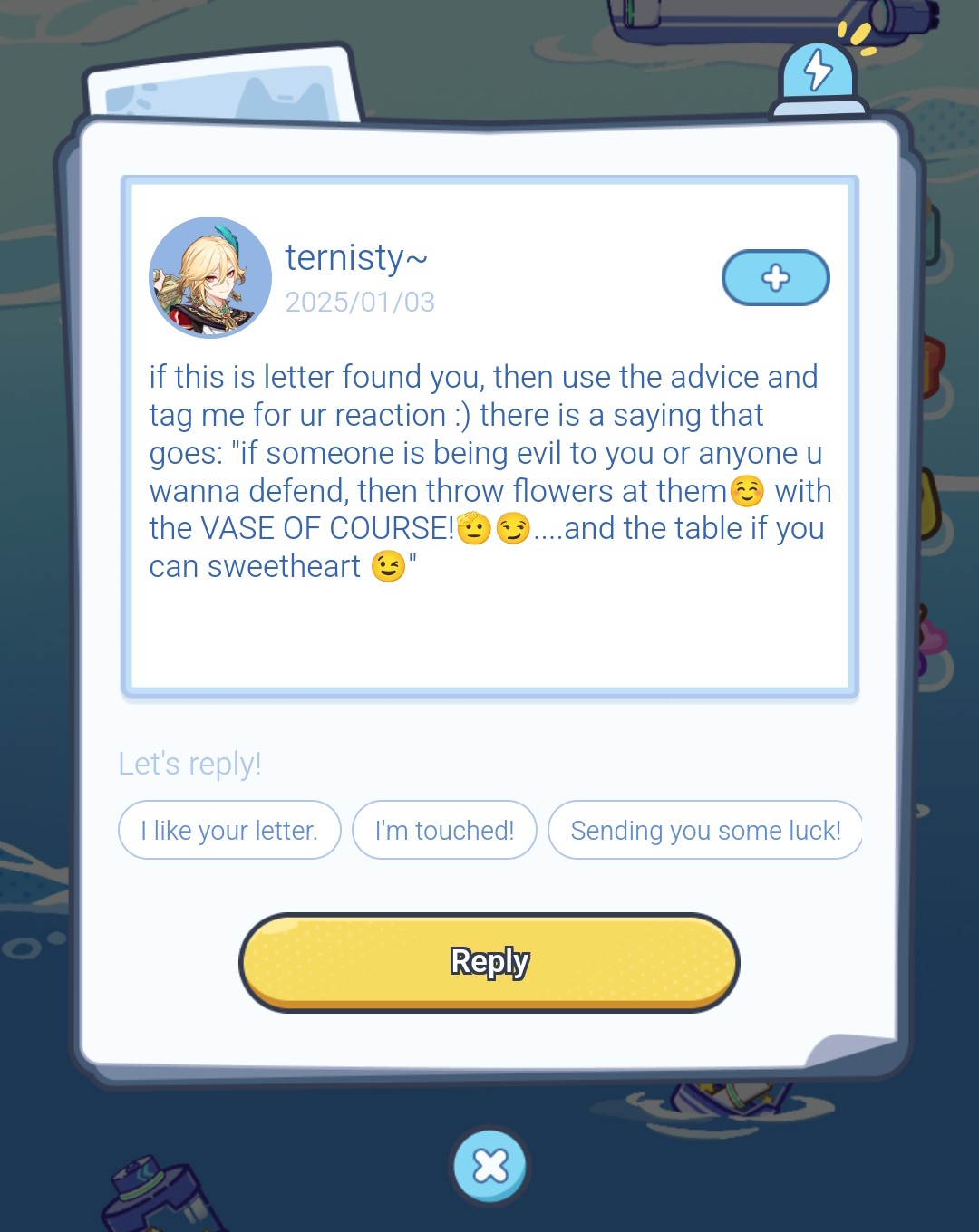 The "sweetheart" at the end I'm blushing lmao | HoYoLAB
