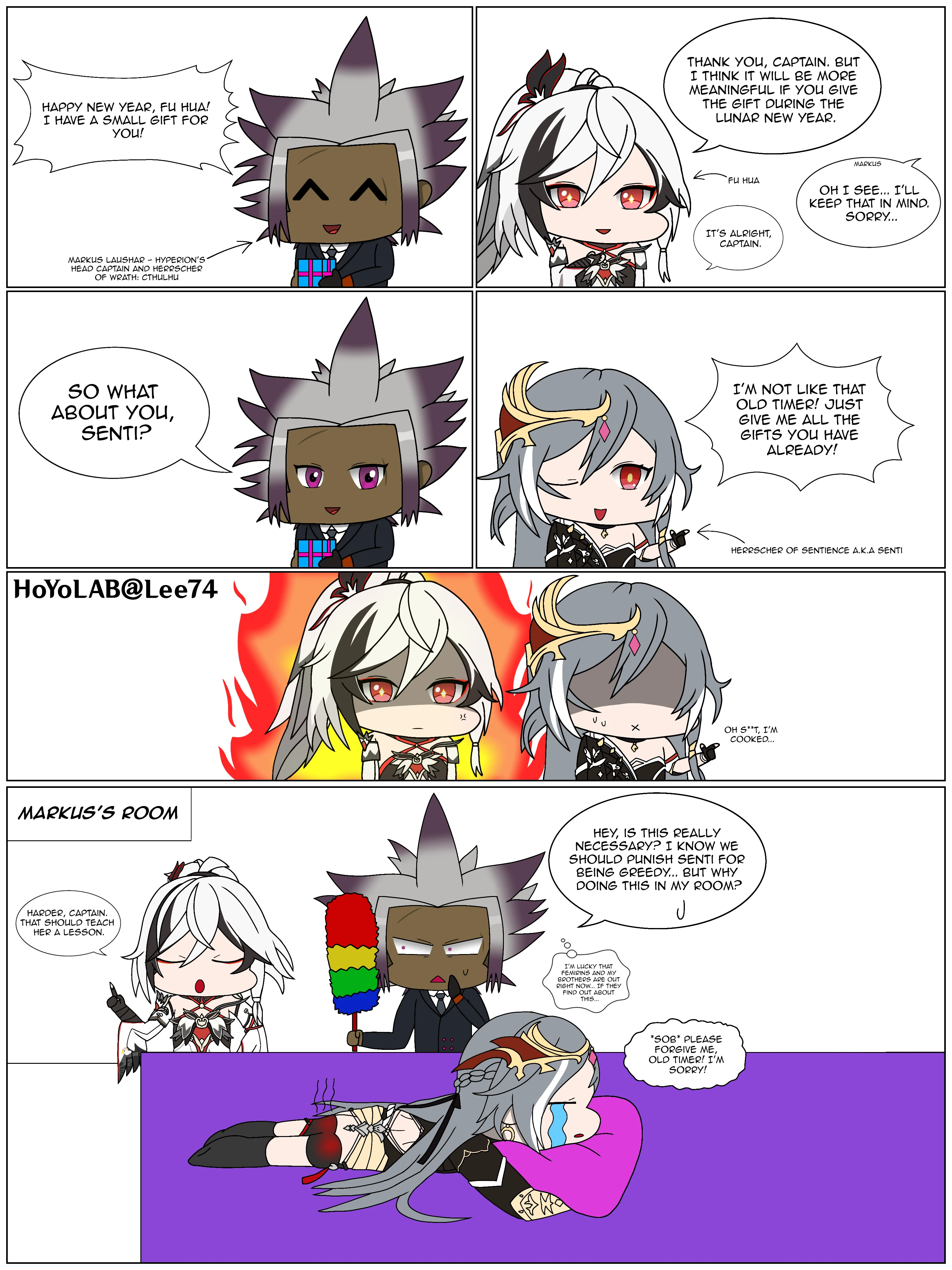 Senti's punishment for being greedy. (HI3 New Year Chibi Comic by me ...