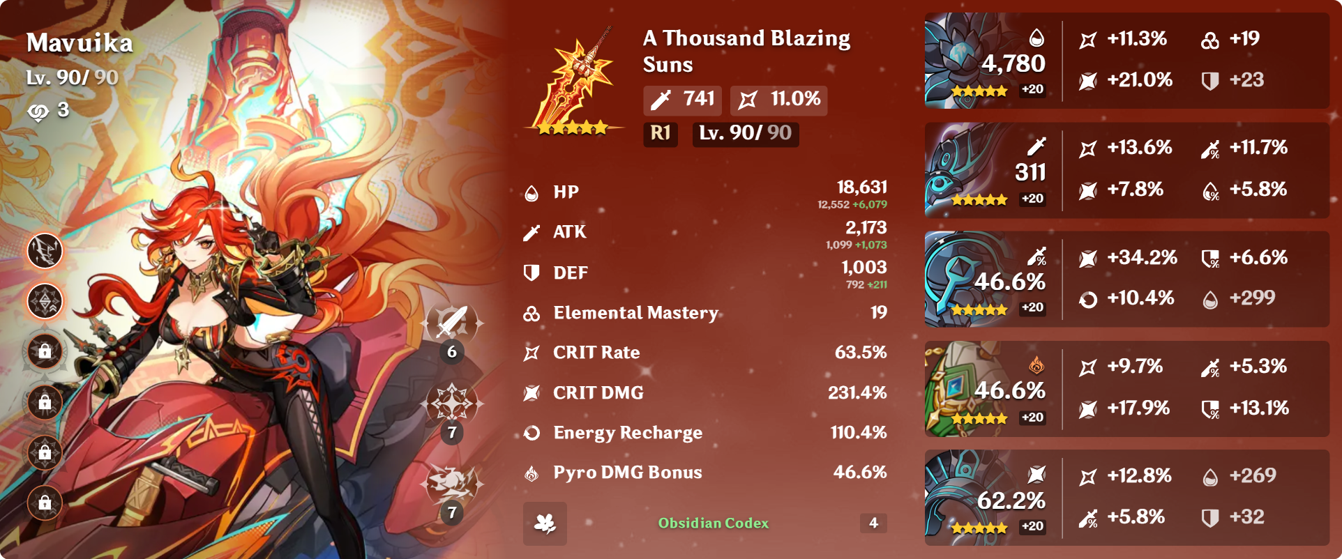 Current Build and Stats for Mavuika and Citlali Genshin Impact | HoYoLAB