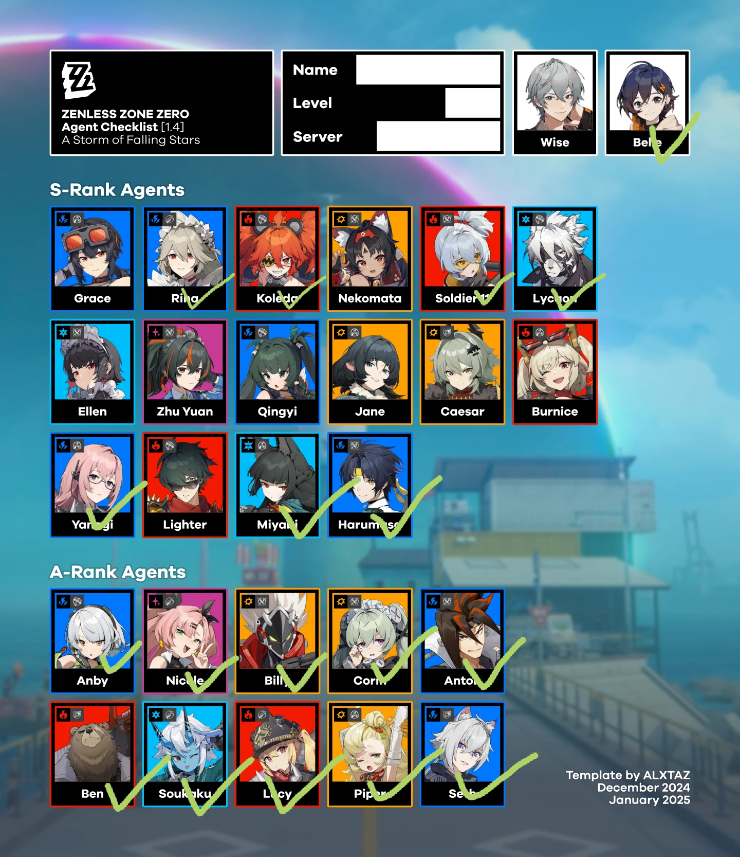 ZZZ checklist Zenless Zone Zero | HoYoLAB