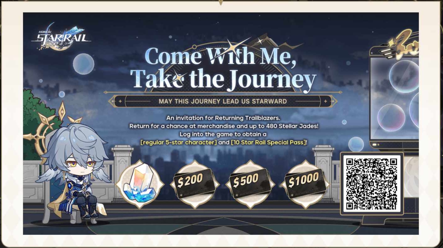 HSR invite event for new/returning players. (Code -> GAARGRFKAN) Honkai: Star Rail | HoYoLAB