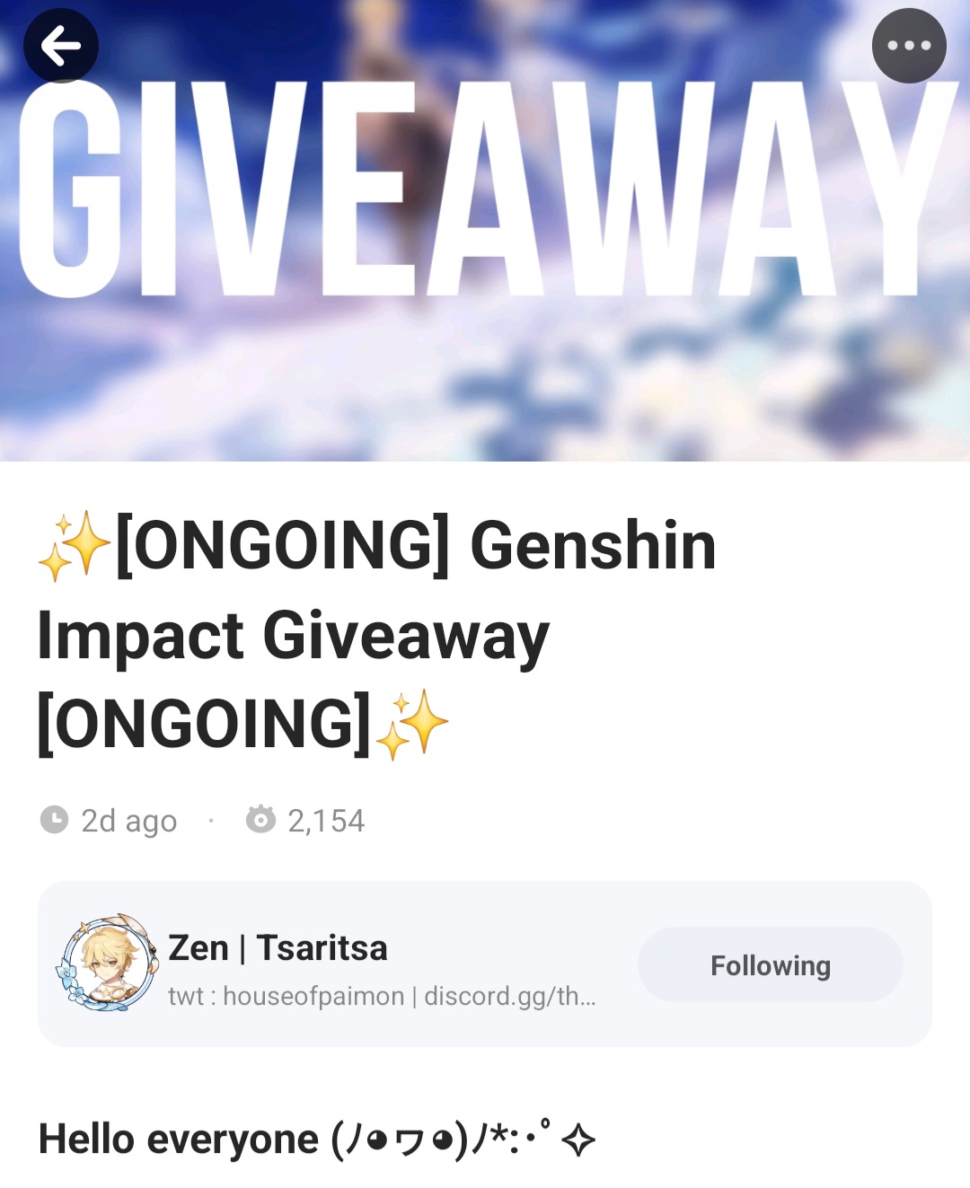 Give away by Zen | Tsaritsa Genshin Impact | HoYoLAB