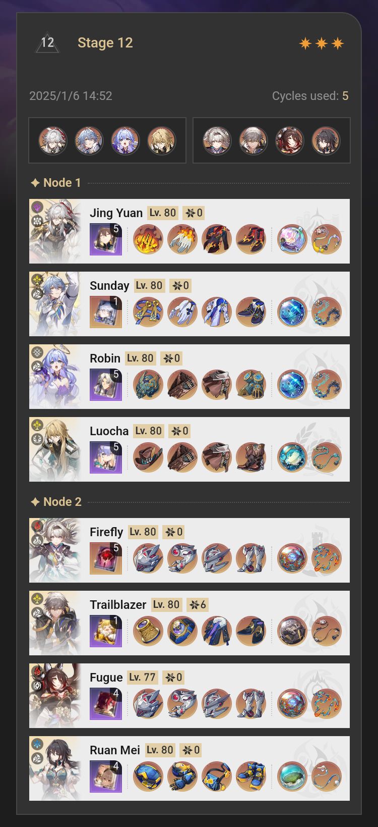 F2P No $$$-eidolons/light cones (except Sunday S1) | 3 + 2 cycles ...