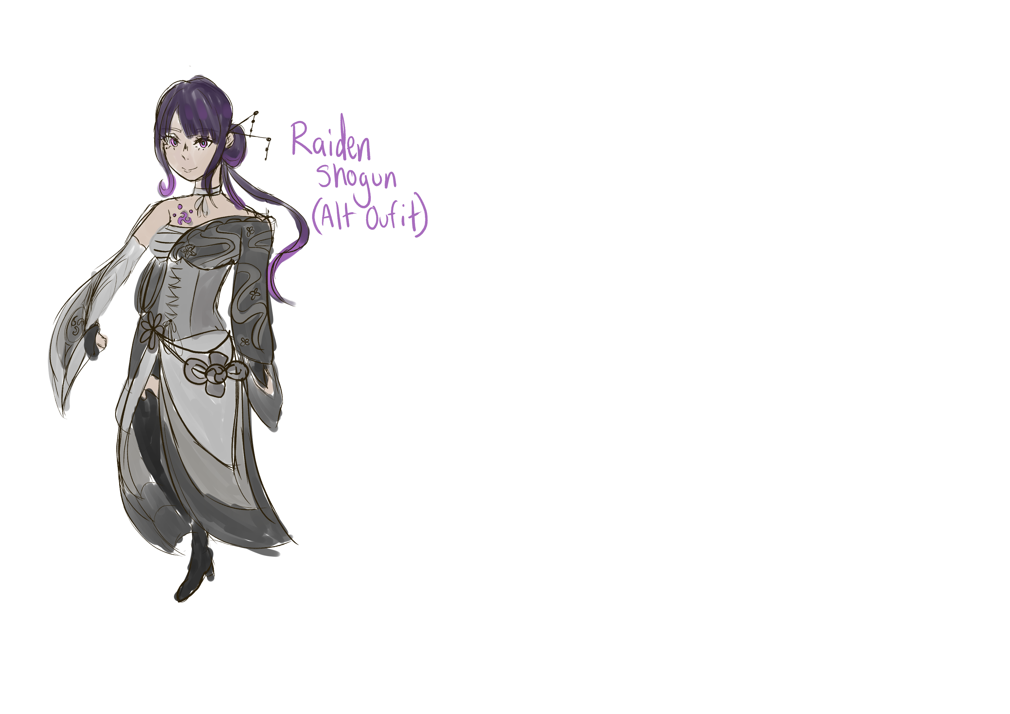 Raiden Ei alt outfit concept design Genshin Impact | HoYoLAB