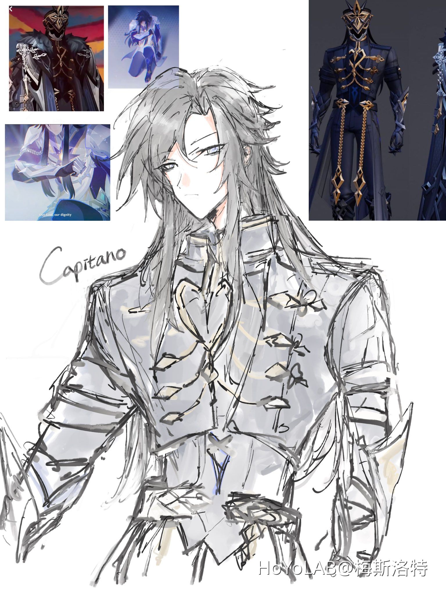 塗鴉-隊長摘面具版，卡皮塔諾/瑟雷恩(Capitano/ Thrain) Genshin Impact | HoYoLAB