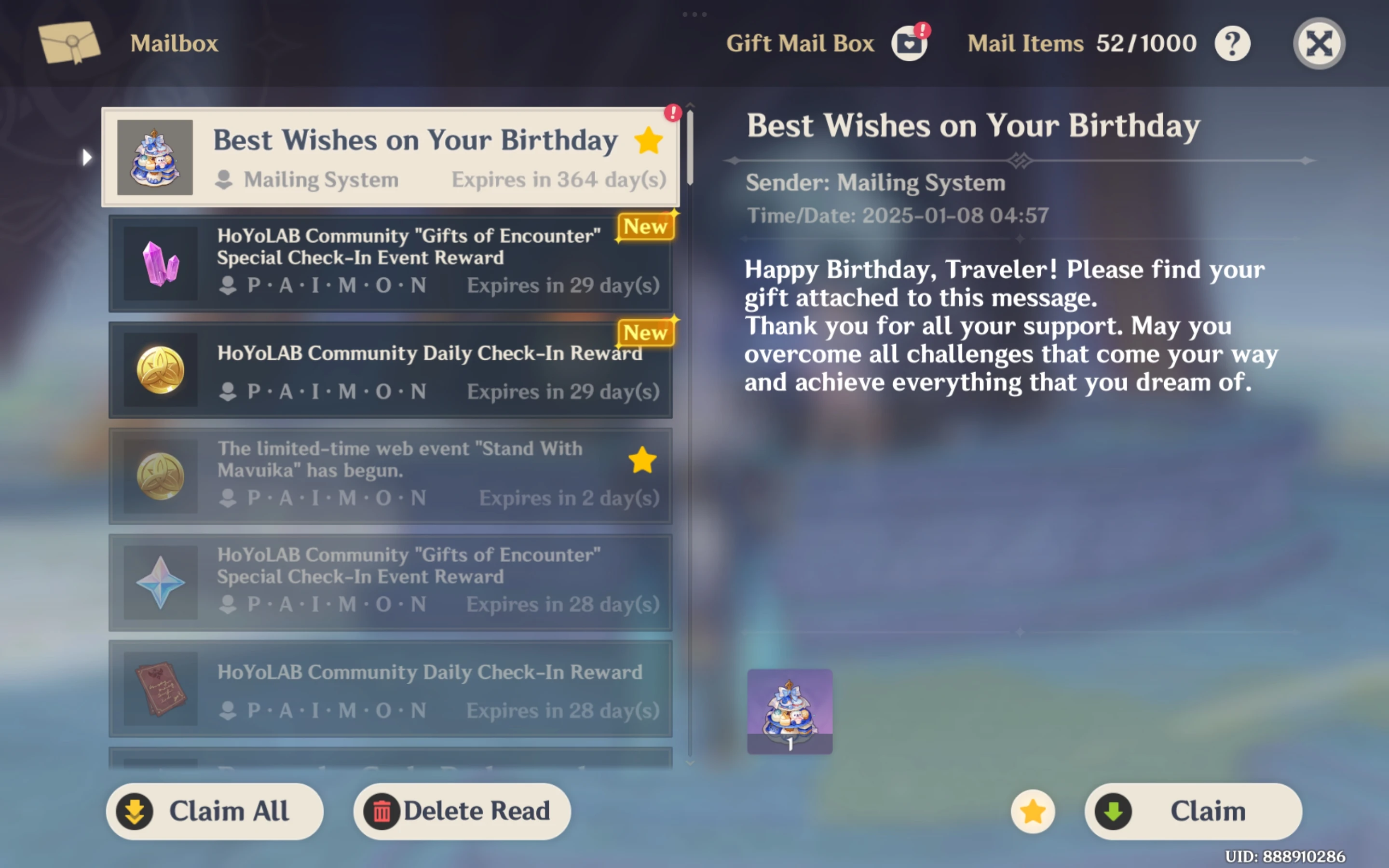 different birthday presents in 3 hoyoverse games Genshin Impact | HoYoLAB