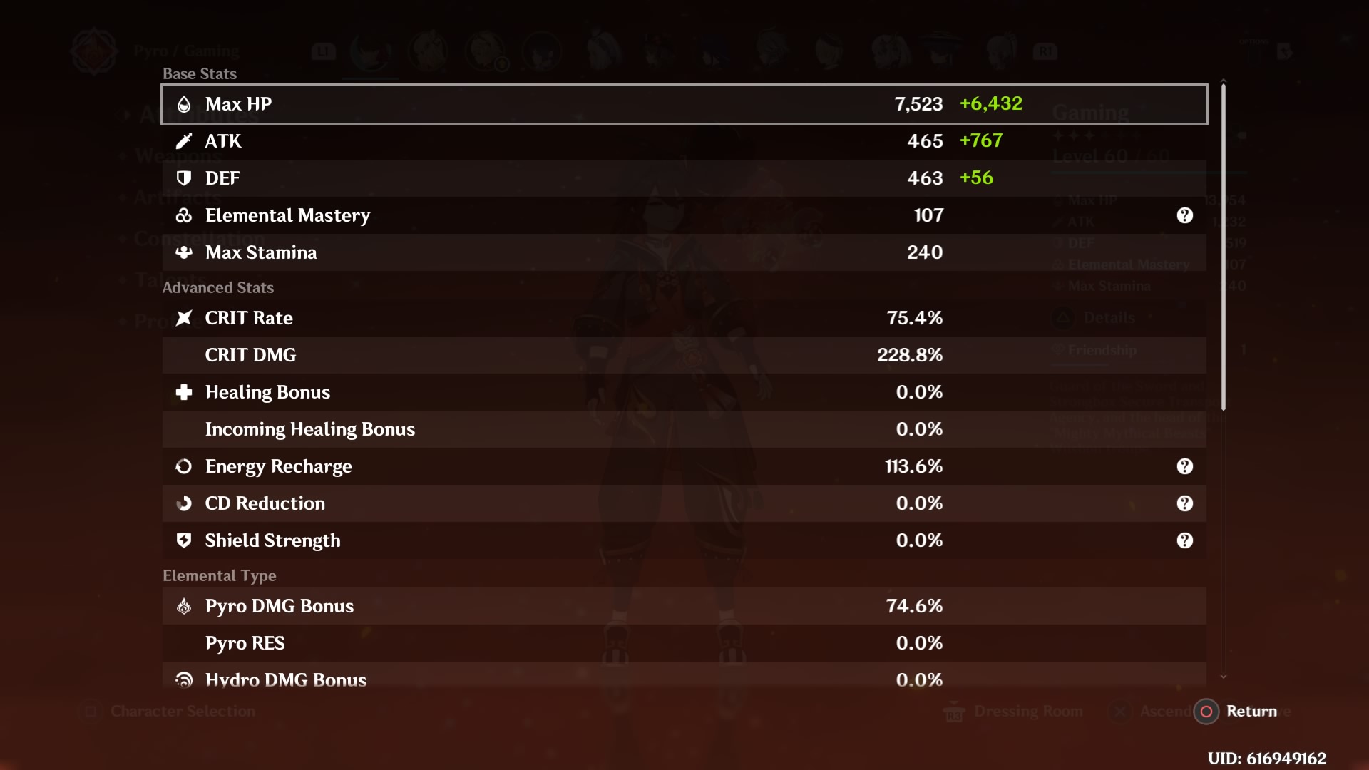 pls rate my brand new pyro main, Gaming 🥳🥳🥳 lvl 60 btw, discovered him ...