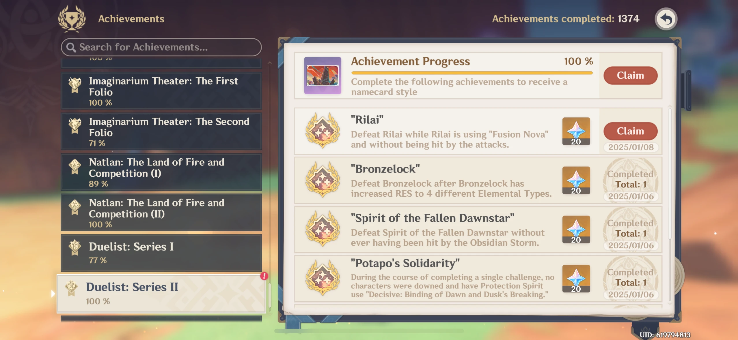 Rilai achievement Genshin Impact | HoYoLAB