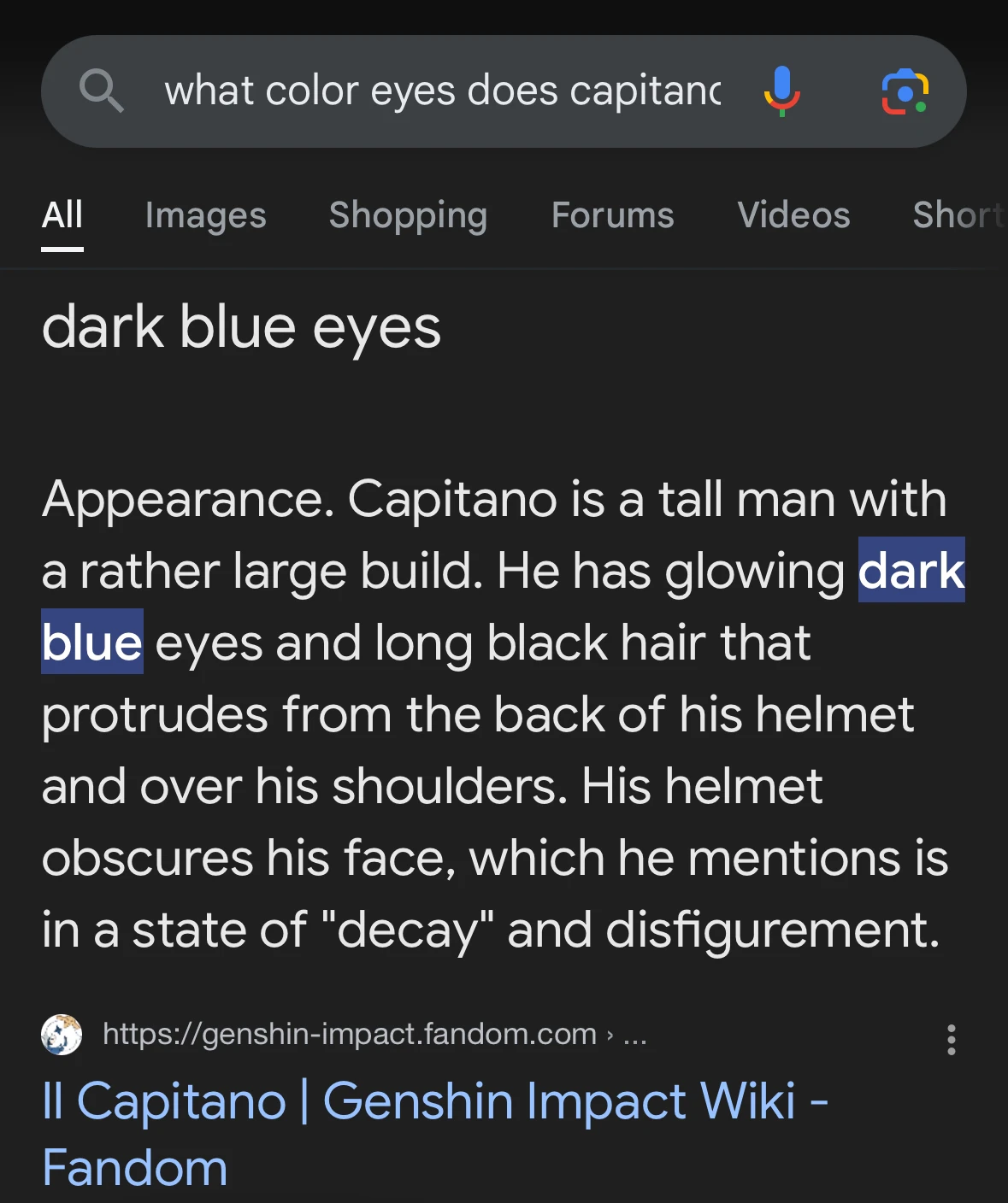 Reminder that Capitano has blue eyes and a “decaying” face pls (kinda ...