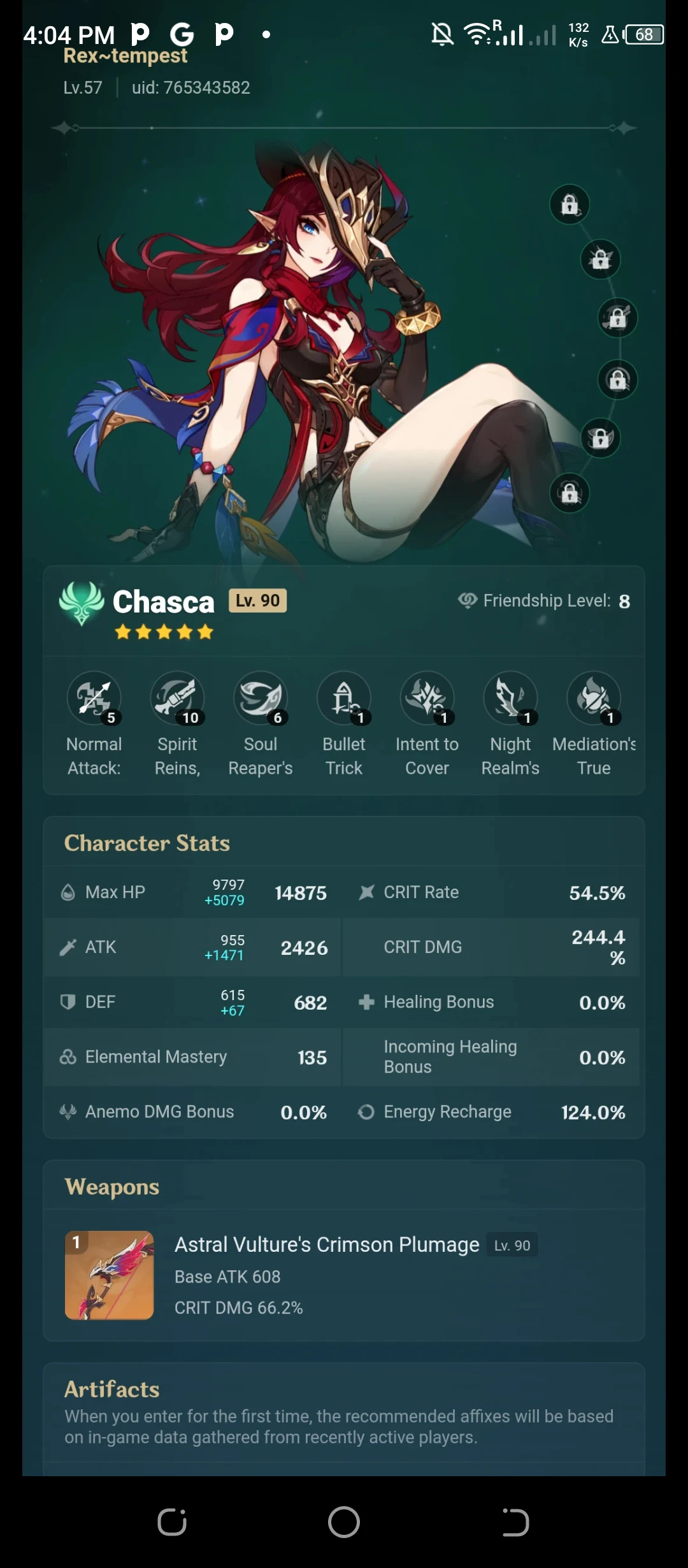 my chasca build ʕ⁠´⁠•⁠ᴥ⁠•⁠`⁠ʔ Genshin Impact | HoYoLAB