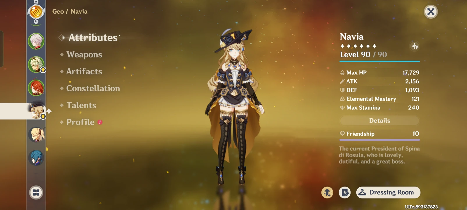 My Current Navia build,with proper supports she can hit around 150k ...