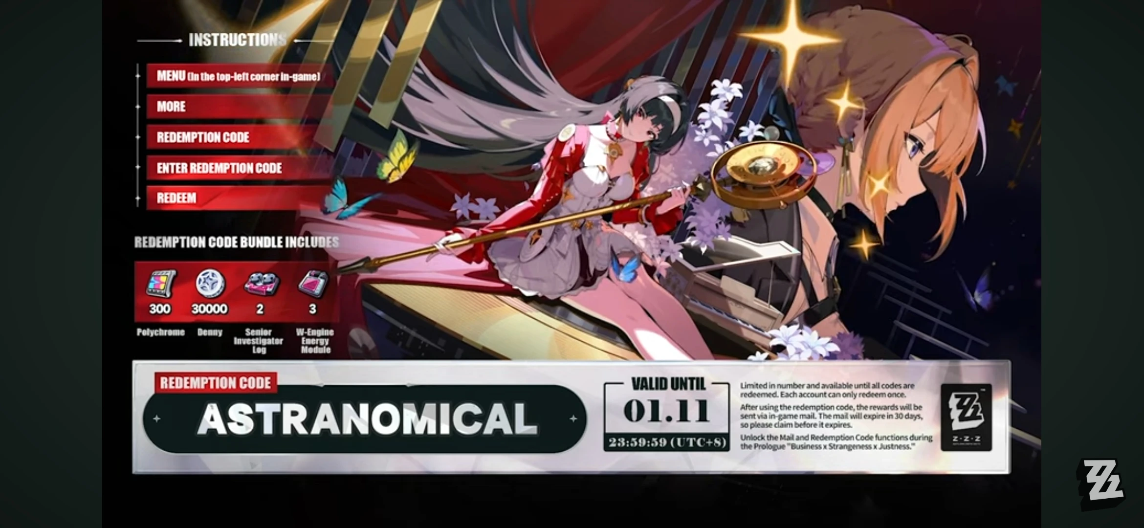 Zzz code from Zzz stream 1/10 Zenless Zone Zero | HoYoLAB