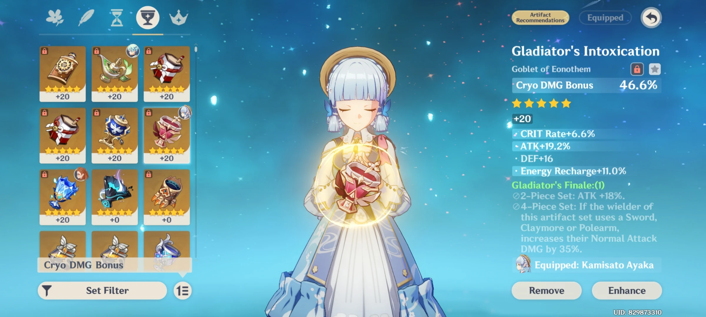 Finally some good cryo goblet after 4 years of farming Genshin Impact ...
