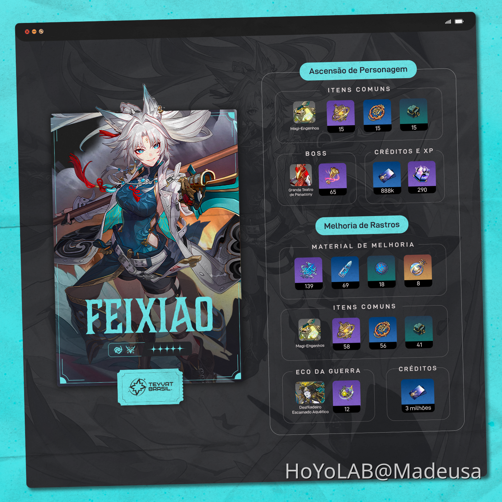 Honkai: Star Rail | Ascensão de Personagem Feixiao ( ) Honkai: Star ...